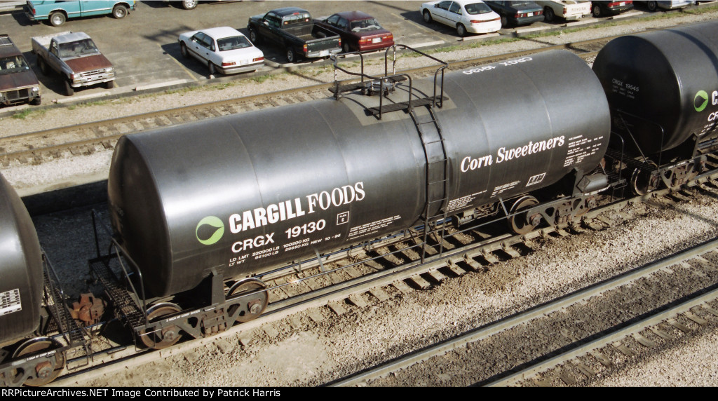 CRGX 19130 Cargill Foods 10-1995 built Trinity AAR 211A100W1 corn syrup tank car in the IC-CN ...